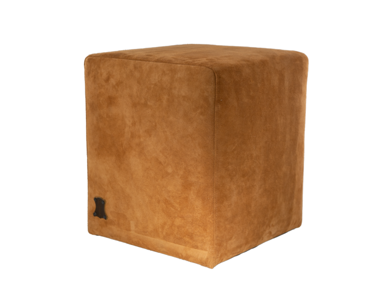 Vierkante Poef - Camel Brown Suède - SL 2104 - Stoverinck Lederwaren